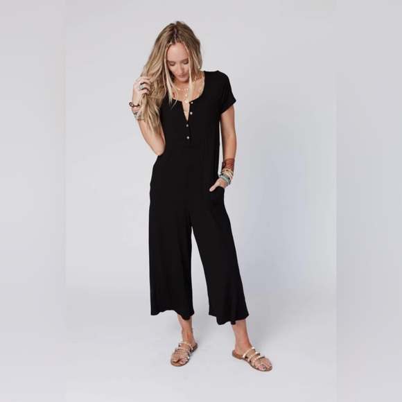 Pants & Jumpsuits | Button Front Jumpsuit Black | Poshmark